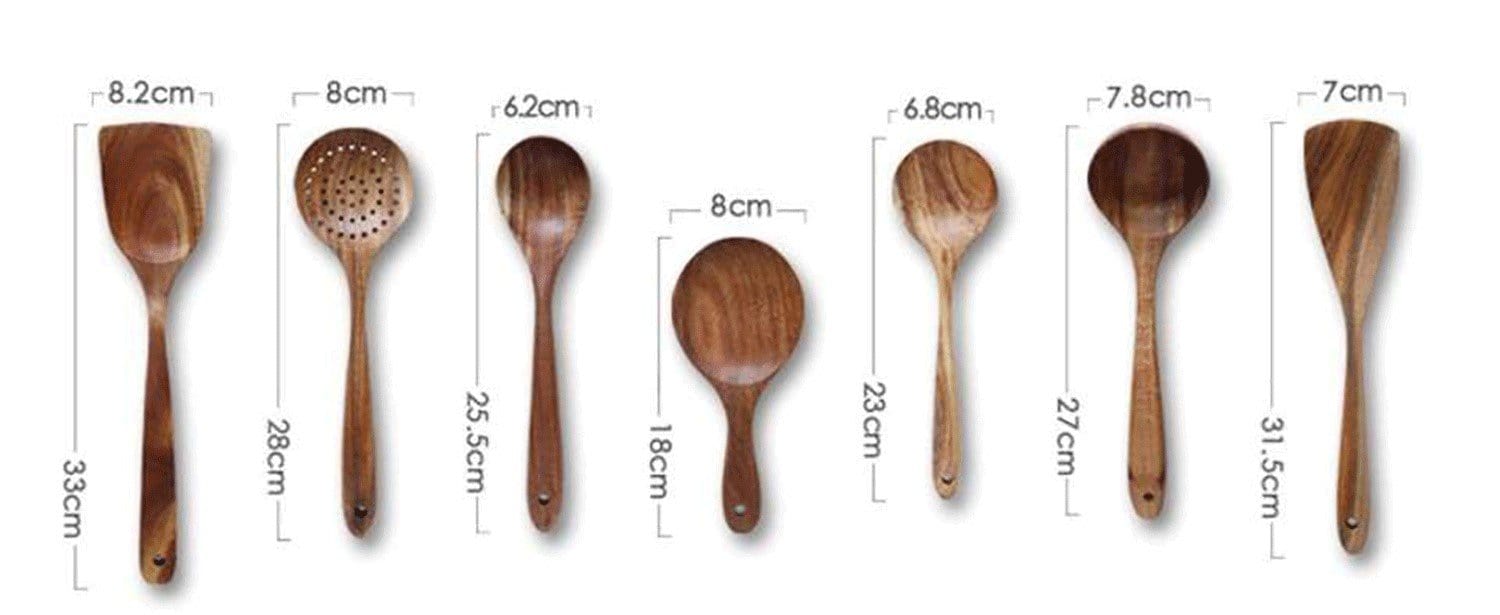 Teak Wooden Utensil Set | 7 piece cooking utensil set | Tilly Living